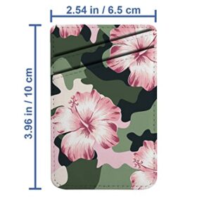 Pack of 2 - Cellphone Stick on Leather Cardholder ( Pink Hibiscus Flowers On Camouflage Pattern Pattern ) ID Credit Card Pouch Wallet Pocket Sleeve