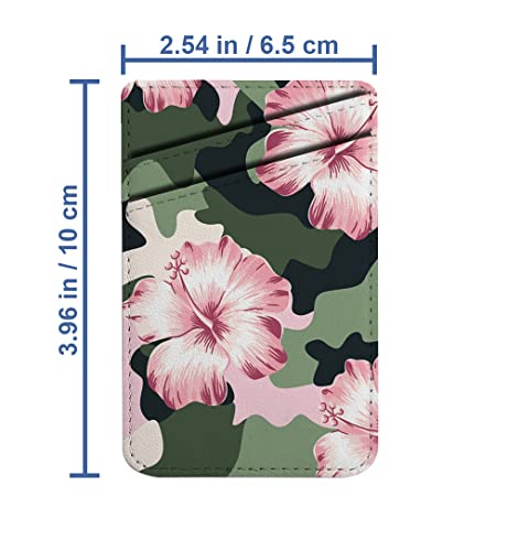 Pack of 2 - Cellphone Stick on Leather Cardholder ( Pink Hibiscus Flowers On Camouflage Pattern Pattern ) ID Credit Card Pouch Wallet Pocket Sleeve