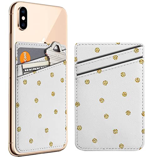 Diascia Pack of 2 - Cellphone Stick on Leather Cardholder ( Gold Shimmer Glitter Polka Dot Pattern Pattern ) ID Credit Card Pouch Wallet Pocket Sleeve