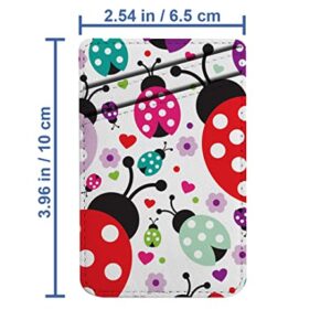 Diascia Pack of 2 - Cellphone Stick on Leather Cardholder ( Kids Lady Bug Polka Pattern Pattern ) ID Credit Card Pouch Wallet Pocket Sleeve