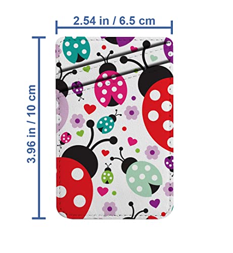 Diascia Pack of 2 - Cellphone Stick on Leather Cardholder ( Kids Lady Bug Polka Pattern Pattern ) ID Credit Card Pouch Wallet Pocket Sleeve