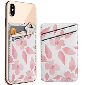 Diascia Pack of 2 - Cellphone Stick on Leather Cardholder ( Cherry Blossom Watercolor Floral Pattern Pattern ) ID Credit Card Pouch Wallet Pocket Sleeve