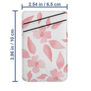 Diascia Pack of 2 - Cellphone Stick on Leather Cardholder ( Cherry Blossom Watercolor Floral Pattern Pattern ) ID Credit Card Pouch Wallet Pocket Sleeve