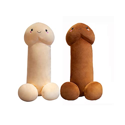 2 Pack Soft Throw Pillow Gifts 15.7" Plush Stuffed Pillow Penis Cushion Simulation Lovely Gift for Ladies Girlfriend Girl Birthday Gifts (15.7", Pink & Brown)