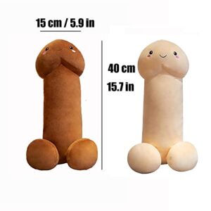 2 Pack Soft Throw Pillow Gifts 15.7" Plush Stuffed Pillow Penis Cushion Simulation Lovely Gift for Ladies Girlfriend Girl Birthday Gifts (15.7", Pink & Brown)