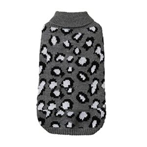 dog hoodie pet clothing pet leopard sweater clothes warm and soft knitted clothes small dog autumn winter pet clothe pet clothes for medium dogs girl (grey, xs)