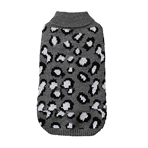 Dog Hoodie Pet Clothing Pet Leopard Sweater Clothes Warm and Soft Knitted Clothes Small Dog Autumn Winter Pet Clothe Pet Clothes for Medium Dogs Girl (Grey, XS)