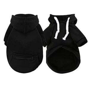 pet clothes hooded sweatshirt for dogs cat pet autumn and winter zipper fleece pocket sweatshirt black tops pet cats and dogs hoodies cute warm pet clothes sweater for dogs medium size (black 1, xs)