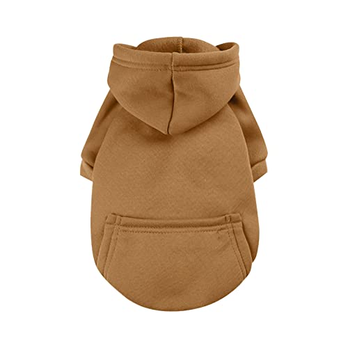 Ruio Dog Hooded Sweatshirts Autumn and Winter Sweater Denim Pocket Two Legged Clothes Sports Style Pet Clothes Dog Cat Clothes Pet Supplies Pet Clothes for Medium Dogs Female (Coffee, XS)