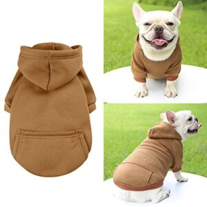 Ruio Dog Hooded Sweatshirts Autumn and Winter Sweater Denim Pocket Two Legged Clothes Sports Style Pet Clothes Dog Cat Clothes Pet Supplies Pet Clothes for Medium Dogs Female (Coffee, XS)