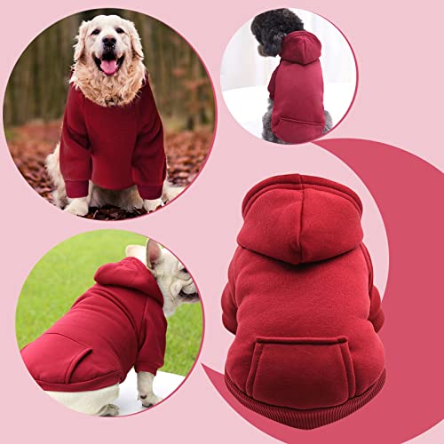 Hooded Sweatshirt for Dogs Cat Girl Fall Dog - Fleece Sweater Winter Dogs Warm Boy Medium for Small Hoodie Puppy with Pocket Clothes Pet Clothes Dog Sweatshirts for Small Dogs Set (Red, L)