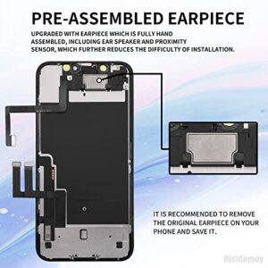 for iPhone 11 Screen Replacement 6.1” with Ear Speaker and Sensor Kit Full Assembly, 3D Touch LCD Display Digitizer Fix Tools with Magnetic Screw Mat Front Earpiece Repair HD Glass A2111, A2223, A2221