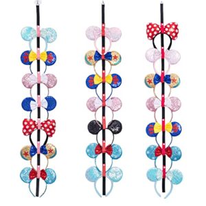 gocasmus 3pcs mouse ears headband holder hanging headband organizer bow headpiece hair accessories vertical headband holder wall display decor