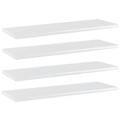 GOLINPEILO 4 pcs Bookshelf Boards Chipboard Replacement Panels Storage Units Organizer Display Shelves, High Gloss White 23.6"x7.9"x0.6"