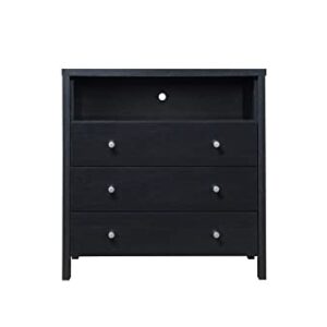 Hodedah 3-Drawer 1-Open Shelf Dresser, Black