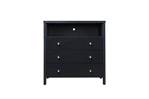 Hodedah 3-Drawer 1-Open Shelf Dresser, Black