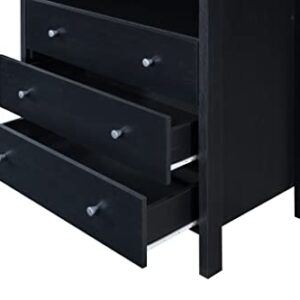 Hodedah 3-Drawer 1-Open Shelf Dresser, Black