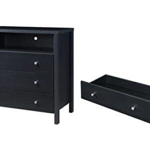 Hodedah 3-Drawer 1-Open Shelf Dresser, Black