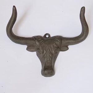 rcstoone cow head double hook cast iron animal theme hanger coat hat bathroom hooks heavy duty iron art antique replica home decorative 1pc mt1