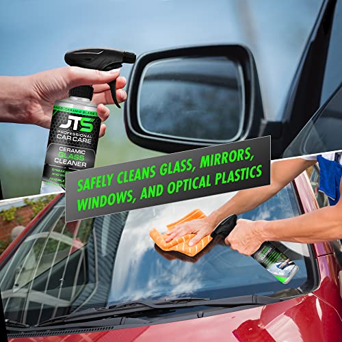 JT's Ceramic Glass Cleaner - Car Window Cleaner | Car Wash All-Natural Streak Free Formula For Car Cleaning | Safe On Tinted & Non-Tinted Glass | Won’t Strip Car Wax or Paint Protection (16 Fl Oz)