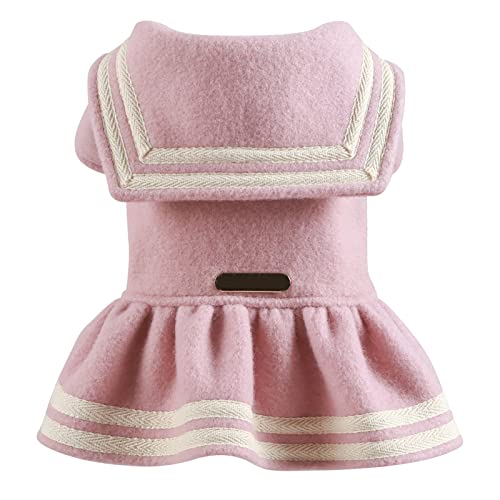 Pet Warm Decorative Skirt Holiday Puppy Costume Sweater Pet Clothes Teacup (Pink, XS)