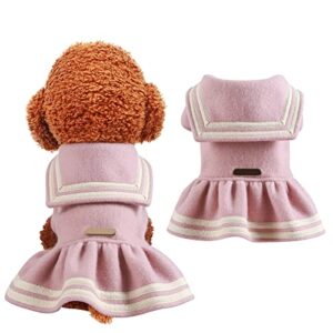 Pet Warm Decorative Skirt Holiday Puppy Costume Sweater Pet Clothes Teacup (Pink, XS)