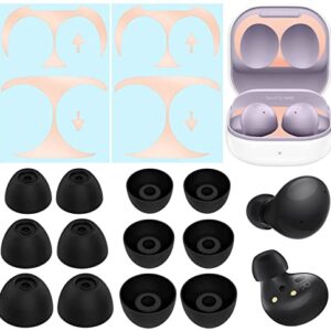 Dust Guard Ear Tips Kit for Galaxy Buds 2 SM-R177, 2 Ultra Thin Dust Proof Metallic Stickers Cover and 6 Pairs Replacement Eartips Compatible with Samsung Galaxy Buds 2 - S/M/L Rose Gold