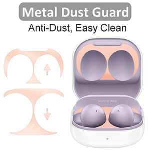 Dust Guard Ear Tips Kit for Galaxy Buds 2 SM-R177, 2 Ultra Thin Dust Proof Metallic Stickers Cover and 6 Pairs Replacement Eartips Compatible with Samsung Galaxy Buds 2 - S/M/L Rose Gold