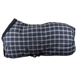 horseware ireland rhino vari-layer stable blanket (250g medium), size: 78, color: navy check (indigo trim)