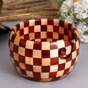 Brainmart Handmade Wooden Yarn Bowl Knitting Bowl Large Crochet Yarn Holder Bowl with Box Crocheting Accessories (7 * 4 Inches)