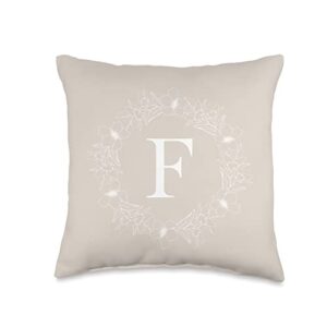 cute monogram letter design cute capital letter f monogram initial f throw pillow, 16x16, multicolor