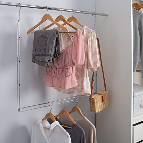 Organize It All Closet Doubler Hanging Rod | 2 Pack | 2 Tier | Adjustable | Double Your Space | Closet Organization | Great for Hanging Dress Clothes | Metal | Chrome Silver