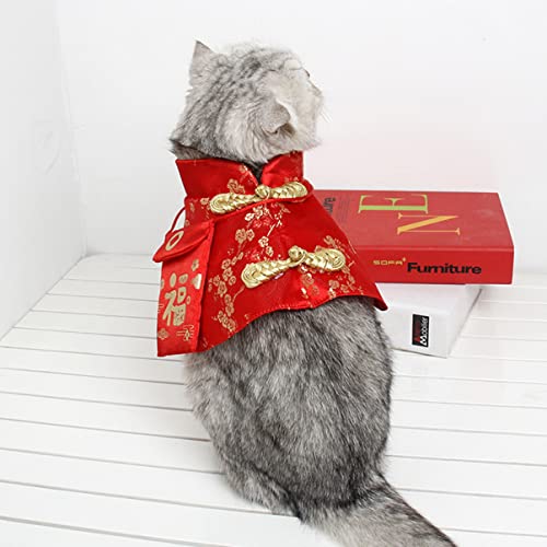 2pcs Year Small Costume Joyous Up Clothes Envelope L Dog Funny New Dogs Decorative Red Cosplay Size Cat Delicate Cape Comfortable Cloak Style Pet Dress Dynasty Pets Chinese