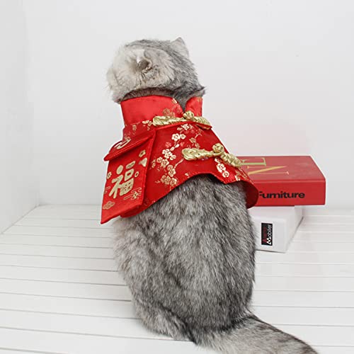 2pcs Year Small Costume Joyous Up Clothes Envelope L Dog Funny New Dogs Decorative Red Cosplay Size Cat Delicate Cape Comfortable Cloak Style Pet Dress Dynasty Pets Chinese