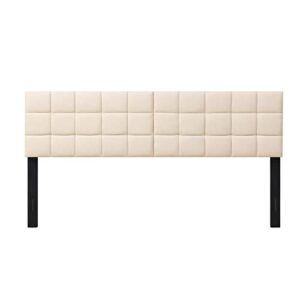 ovis king cream adjustable height upholstered panel headboard with plush tufting