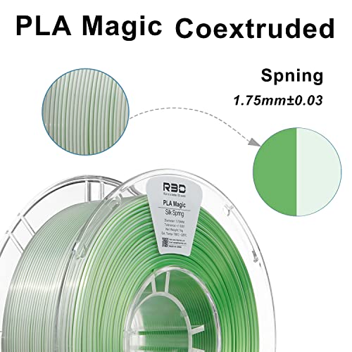 R3D PLA Filament 1.75mm, 3D Printer Filament (Dual-Color Silk Spring)