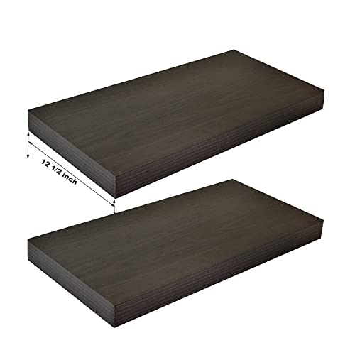 SISHHOME 24 Inches Length Floating Shelf,Wall Mounted Shelves Set 24(Lenth) x12(Wide) for Bathroom Kitchen Living,Kitchen,Room Bedroom Storage,Espresso