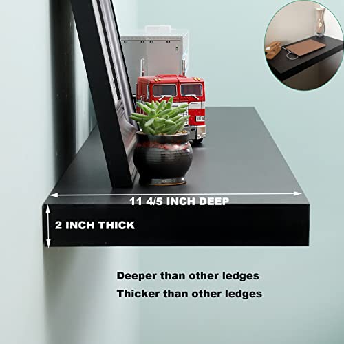 SISHHOME 24 Inches Length Floating Shelf,Wall Mounted Shelves Set 24(Lenth) x12(Wide) for Bathroom Kitchen Living,Kitchen,Room Bedroom Storage,Espresso