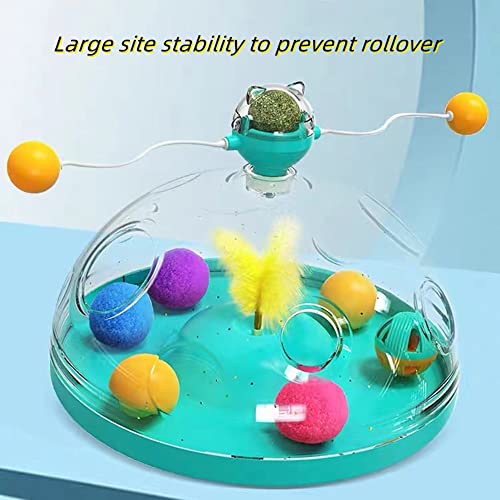 4 in 1 Cat Toy Indoor for Cats Interactive Best Kitten Puzzle Toys Seller Kitty Treasure Chest Puzzles Smart stimulating Mental Stimulation Brain Games Track Balls Teaser Catnip Ball with Feather