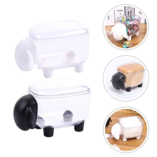 Alipis 4pcsboxes Qtip Container for Gift Sheep and Swabs Bathroom Holiday Room Holder Table Toothpick Pads Cotton Cosmetic Apothecary Organizer Storage Vanity Lid Makeup Balls Shape