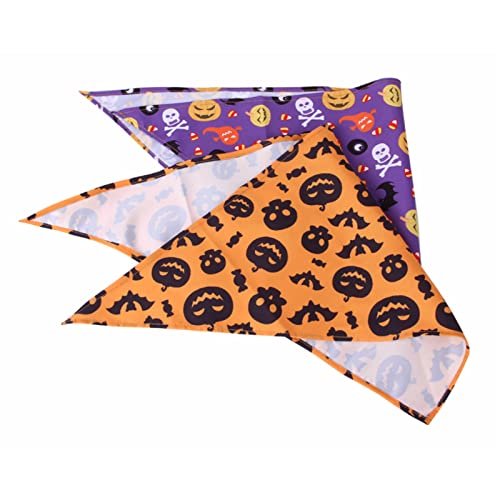 4 Pack Halloween Dog Bandanas, Pet Holiday Pumpkin Bat Ghost Themed Pattern Triangle Bibs Dog Fall Scarf Accessories Premium Durable Fabric Washable Cotton Pet Neckerchief for Pets Cats Dogs Costume