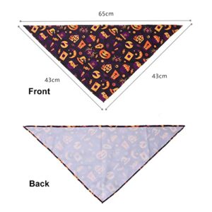 4 Pack Halloween Dog Bandanas, Pet Holiday Pumpkin Bat Ghost Themed Pattern Triangle Bibs Dog Fall Scarf Accessories Premium Durable Fabric Washable Cotton Pet Neckerchief for Pets Cats Dogs Costume