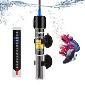 freesea aquarium fish tank heater: 25 watt mini submersible heater adjustable thermostat for 1-5 gallon betta | turtle