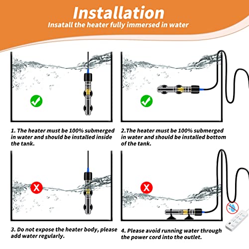 FREESEA Aquarium Fish Tank Heater: 25 Watt Mini Submersible Heater Adjustable Thermostat for 1-5 Gallon Betta | Turtle