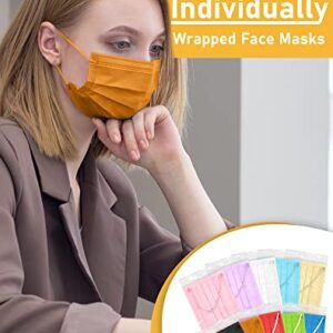 TeNice Masks Disposable 100 Pack, Individually Wrapped Colorful 4 Ply Face Mask for Adults Extra Protection, ASTM Level 3 Medical Grade with 10 Vibrant Colors