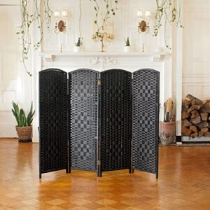 red lantern 4 ft. short diamond weave fiber folding screen - black - 4 panel