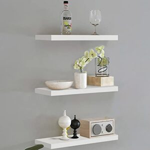 set of 3 wall mounted white shelf