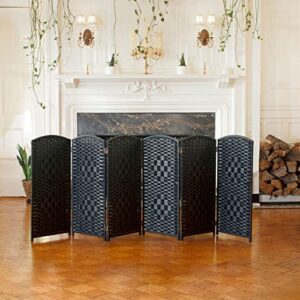 red lantern 3 ft. short diamond weave fiber folding screen - black - 6 panel