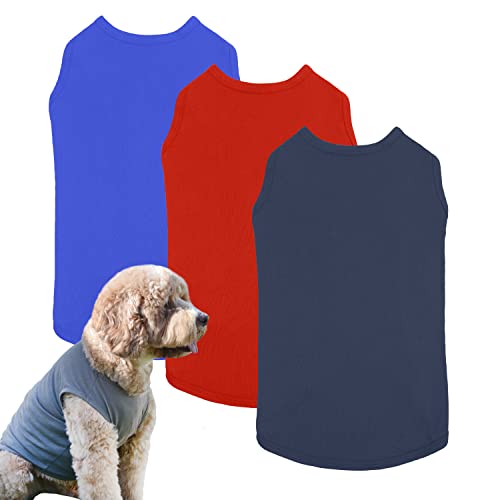 Apparelyn Dog Shirt Blank Pet Clothes - for Small Medium and Large Dogs - 3 PCS Puppy or Cat T-Shirt - Soft and Breathable Cotton Sleeveless Vest