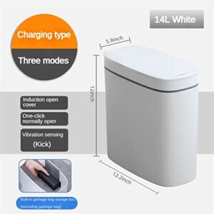 AIWE7D Touchless Bathroom Trash Can with Lid Lids for Kitchen Office Home Bedroom Motion Sensor Trash Can Waterproof Garbage Bin Rechargeable Smart 3.7 Gallon